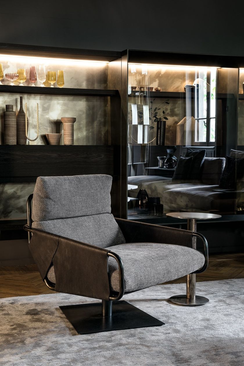 VOYAGE Swivel leather armchair with armrests By Henge | design Massimo ...