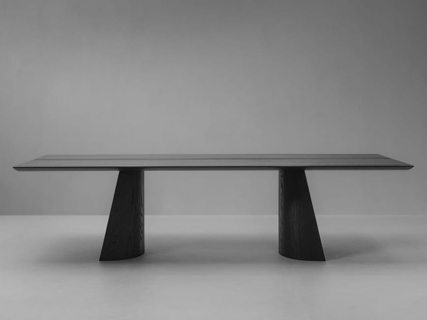 GOT TWO Rectangular oak dining table By Van Rossum