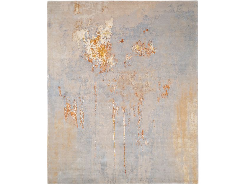 WATERFALL Rectangular handmade wool and silk rug By Vartian