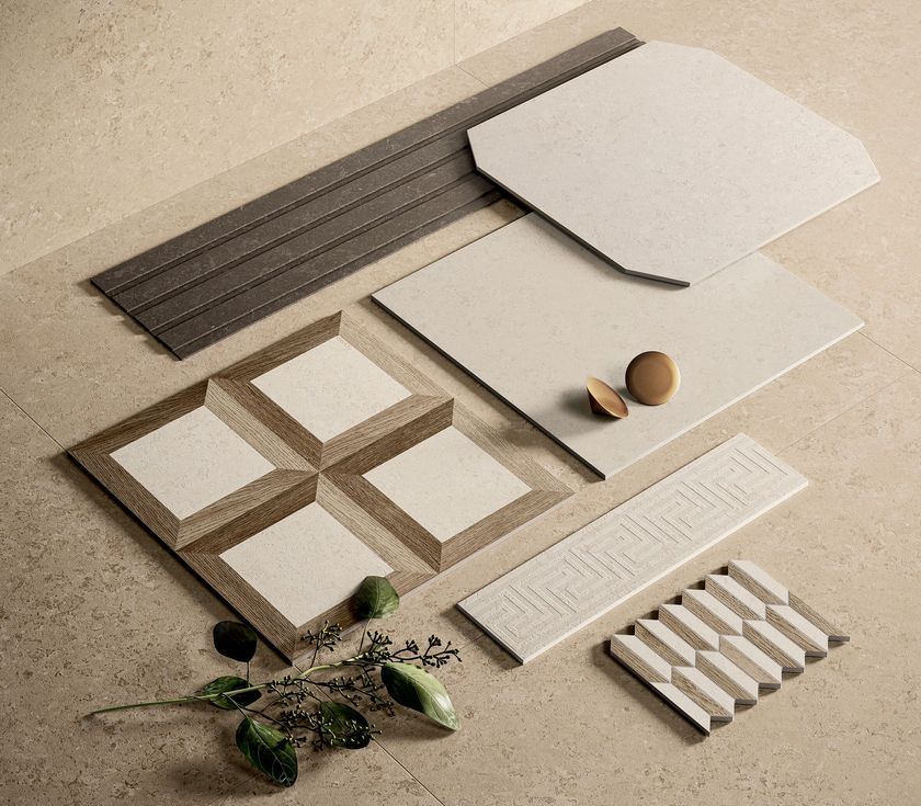 V STONE BEIGE Indoor/outdoor porcelain stoneware wall/floor tiles with ...