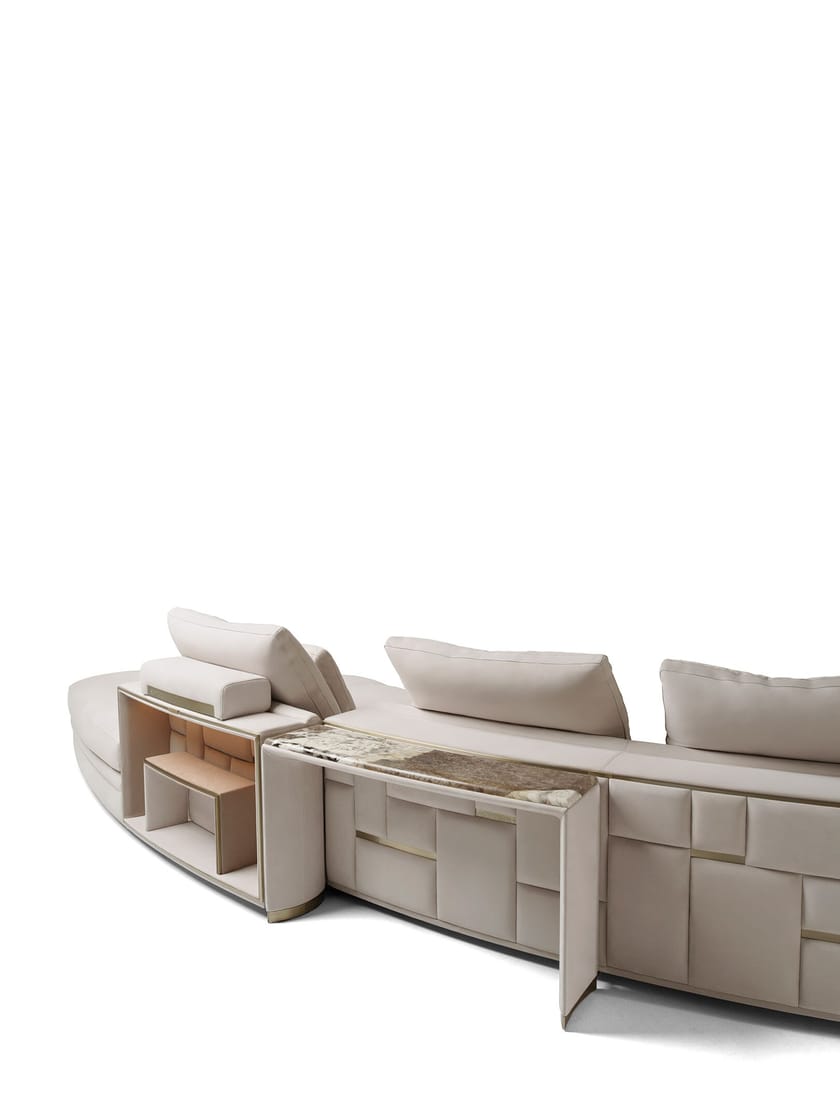 BABYLON RACK CIRCLE Curved modular leather sofa By Visionnaire | design Alessandro La Spada