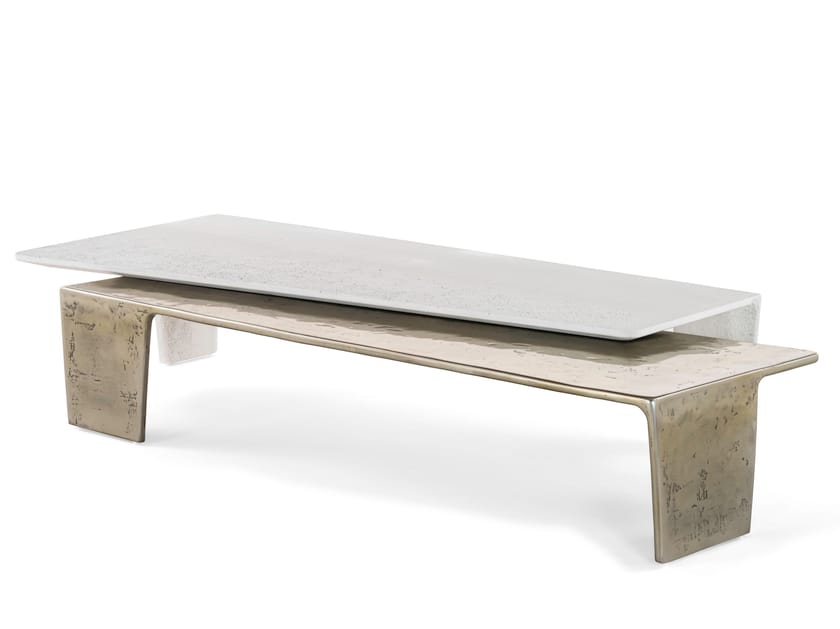 LEGO Rectangular low marble and aluminium coffee table By Visionnaire ...