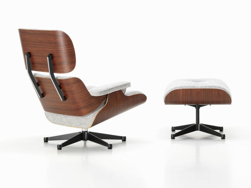 EAMES LOUNGE CHAIR & OTTOMAN NUBIA Swivel fabric armchair with ...