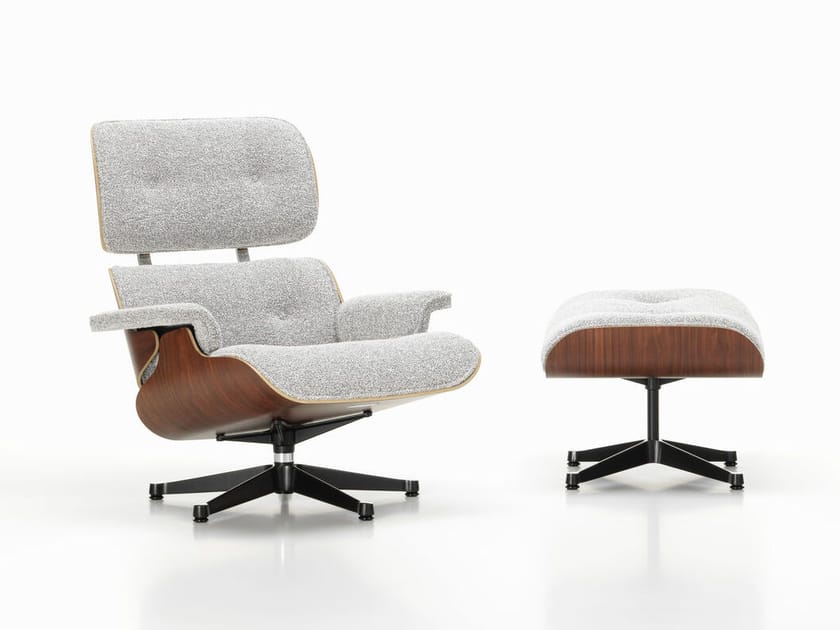 EAMES LOUNGE CHAIR & OTTOMAN NUBIA Swivel fabric armchair with ...