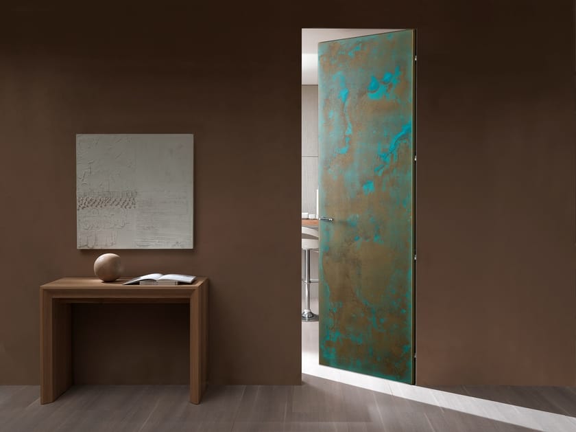 Flush-fitting metal door with concealed hinges WALLDOOR SURFACE METALS ...
