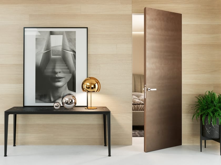 Flush-fitting metal door with concealed hinges WALLDOOR SURFACE METALS ...