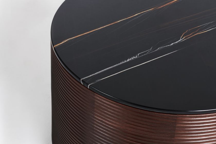WAVES Round solid wood coffee table with marble top By Milla & Milli ...
