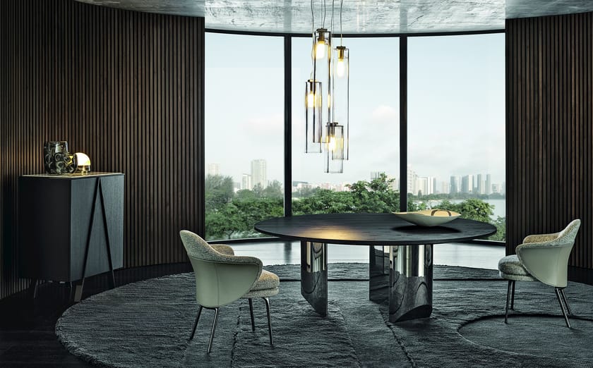 WEDGE Round wooden living room table By Minotti | design Nendo