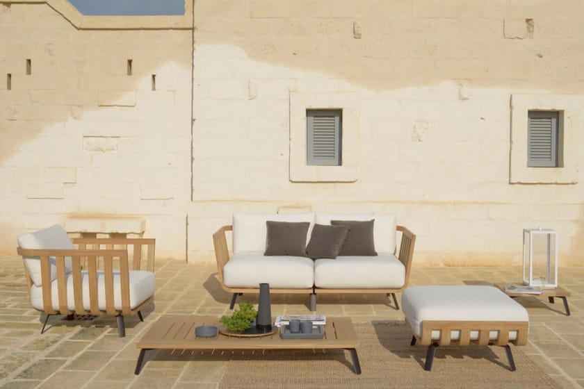 WELCOME Low teak garden side table By Unopiù