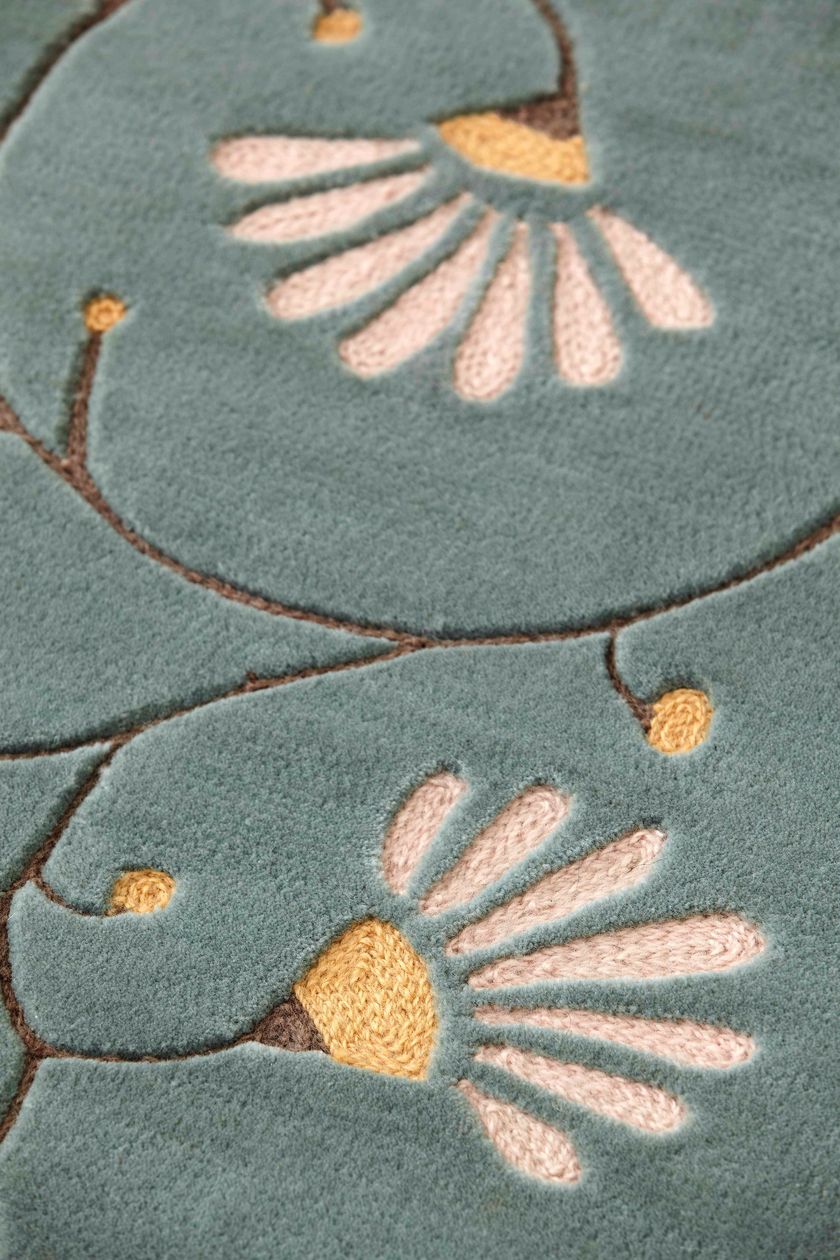Patterned handmade rectangular wool rug WHITE DAISY Dreams Collection ...