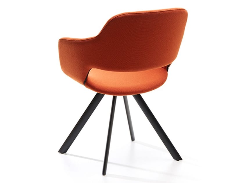 WIZARD Upholstered chair with armrests and steel base By VAGHI
