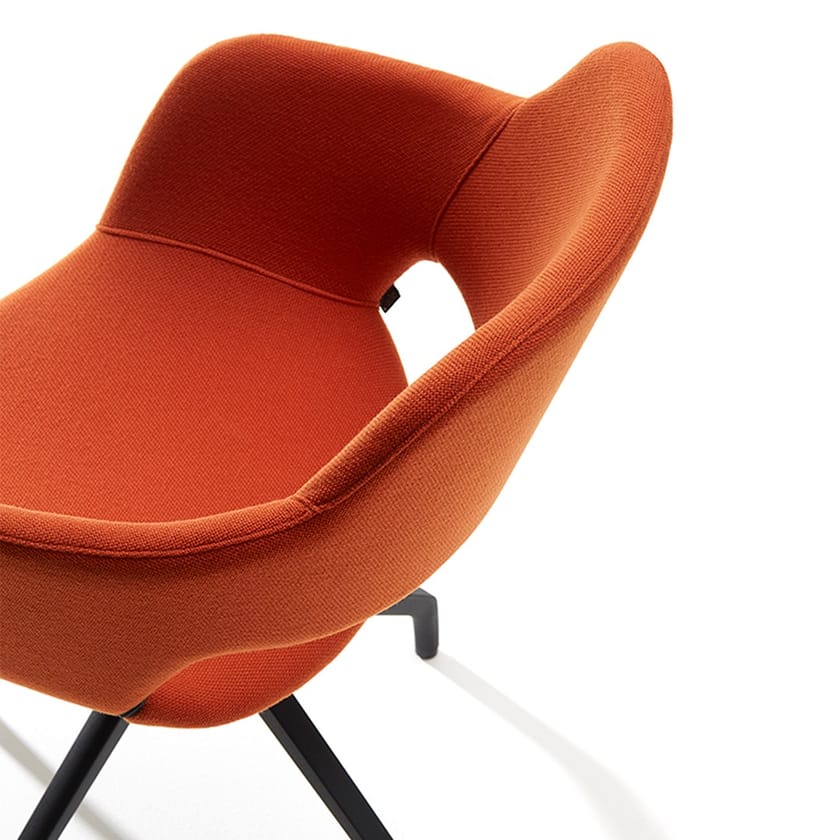 WIZARD Upholstered chair with armrests and steel base By VAGHI