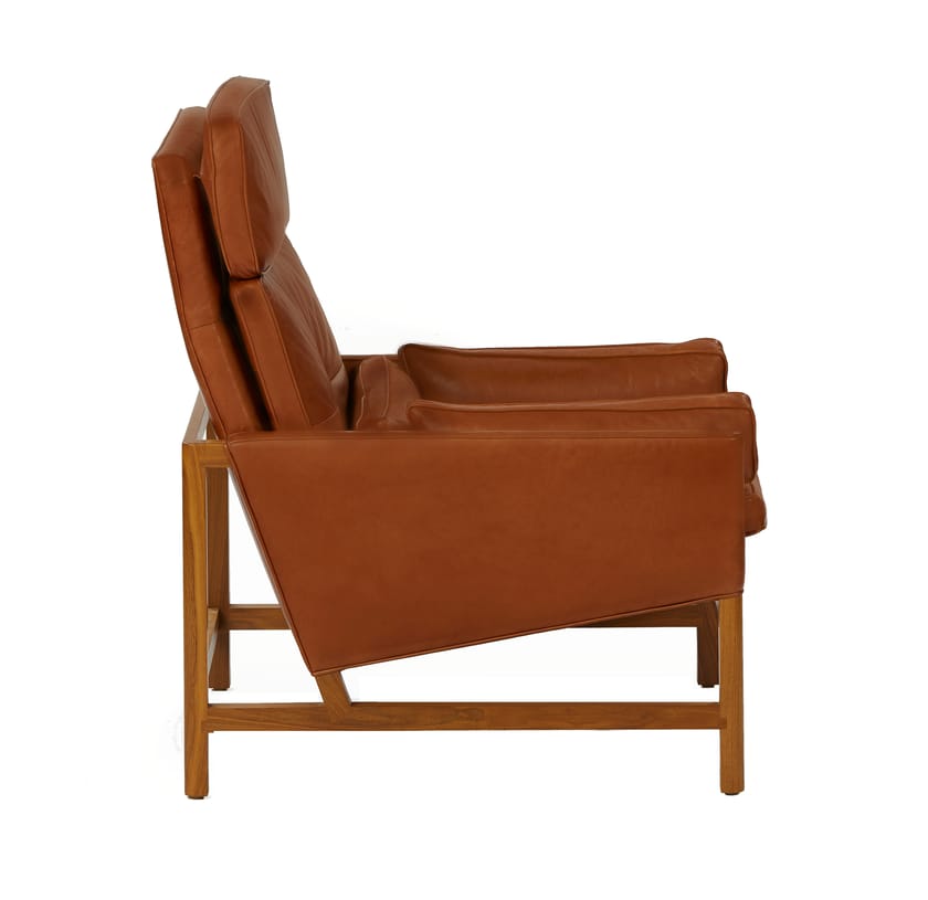 WOOD FRAME LOUNGE High back wood and upoholstered lounge chair By ...