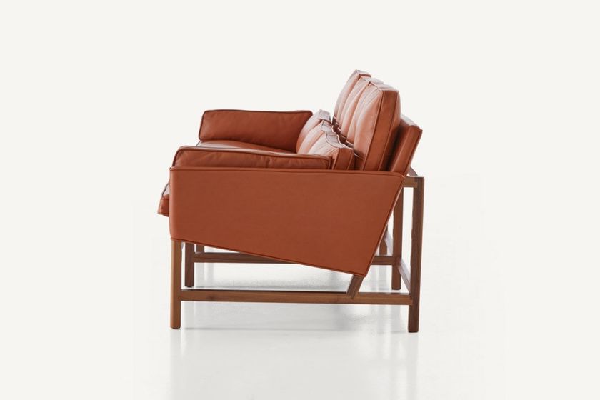 WOOD FRAME LOUNGE Low back wood and upoholstered sofa By BassamFellows ...