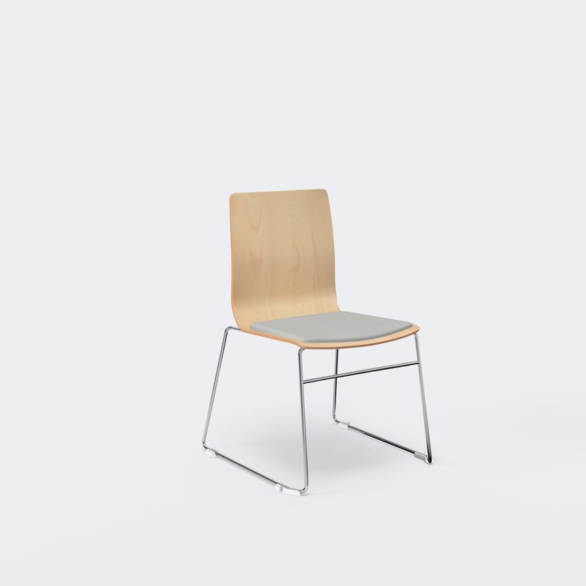 WOODY Stackable sled base chair By Ares Line | design Giovanni Baccolini