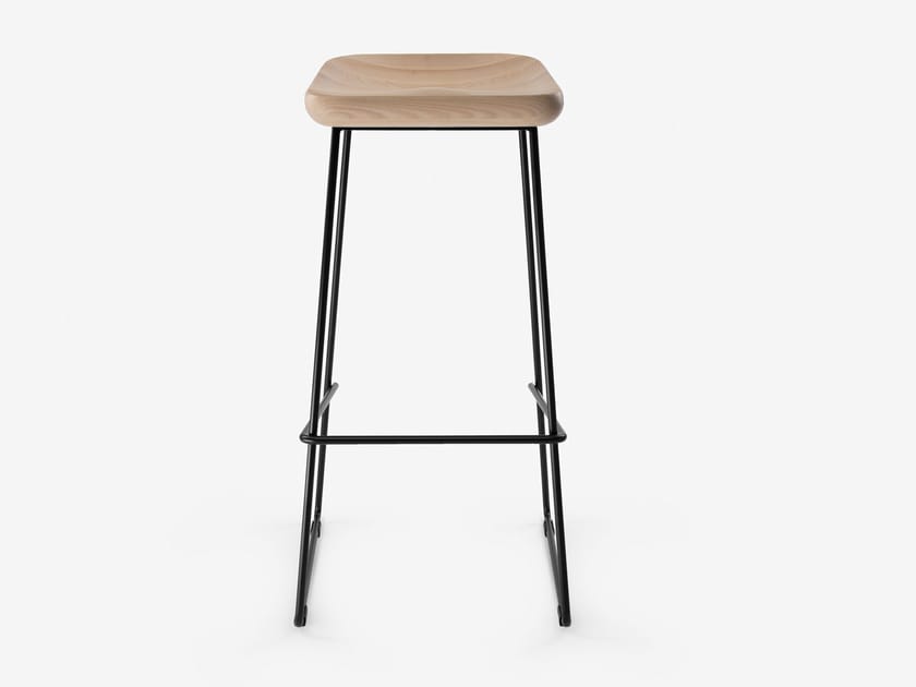 WAVE WOOD BAR STOOL Sled base wooden stool with footrest By WOO ...