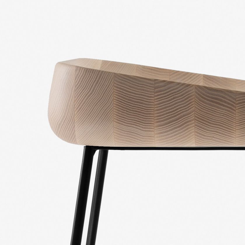 WAVE WOOD COUNTER STOOL Sled base low wooden stool By WOO | design Igor ...