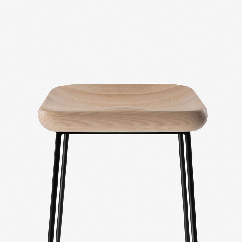 WAVE WOOD COUNTER STOOL Sled base low wooden stool By WOO | design Igor ...