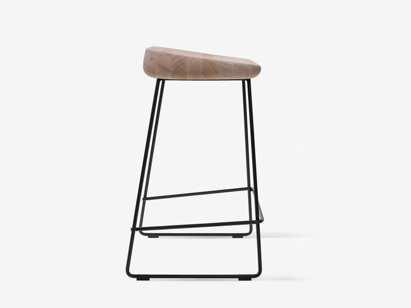 WAVE WOOD COUNTER STOOL Sled base low wooden stool By WOO | design Igor ...