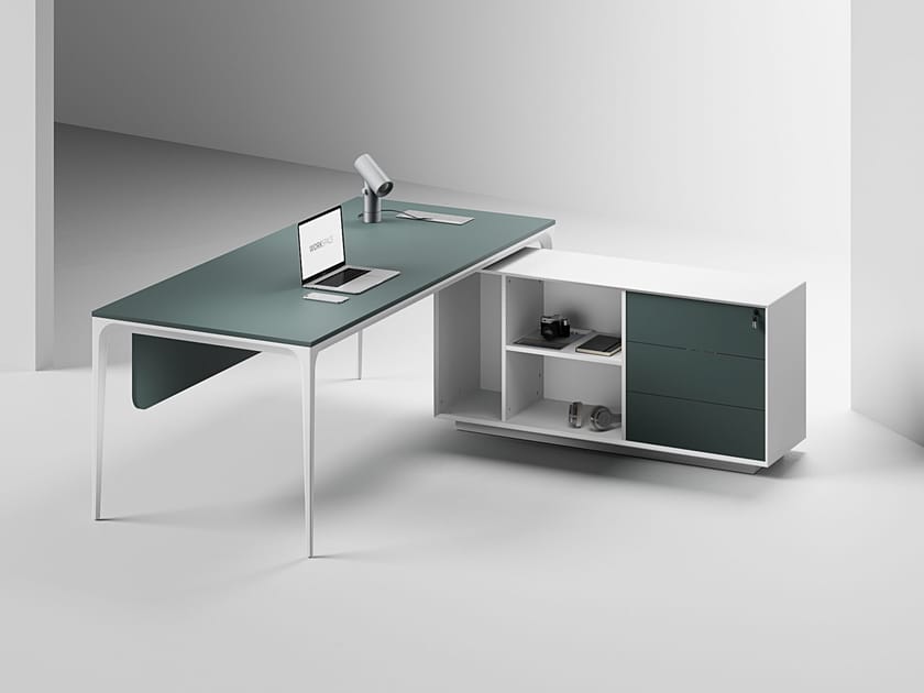 ARC PRO NOVA L-shaped height-adjustable wooden office desk By WORKSPACE