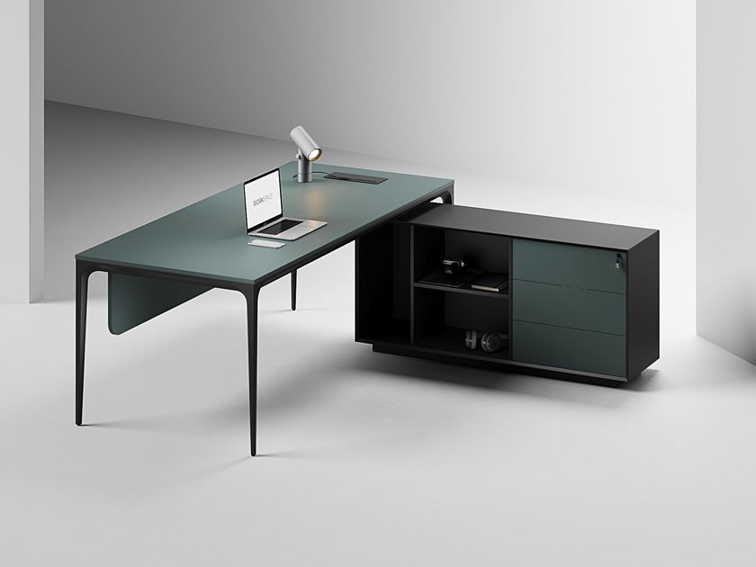 ARC PRO NOVA L-shaped height-adjustable wooden office desk By WORKSPACE