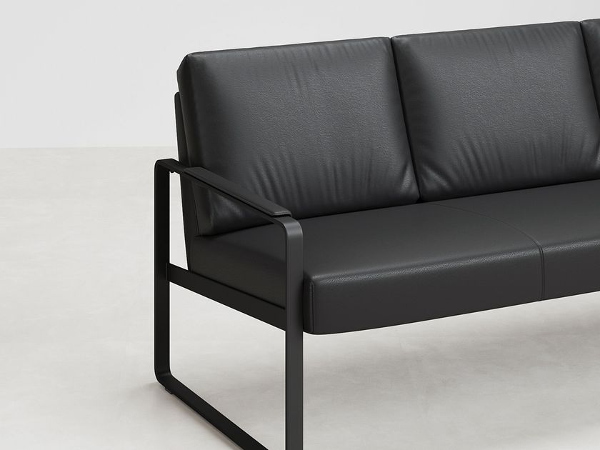 DETROIT Straight 3 seater leather sofa By WORKSPACE