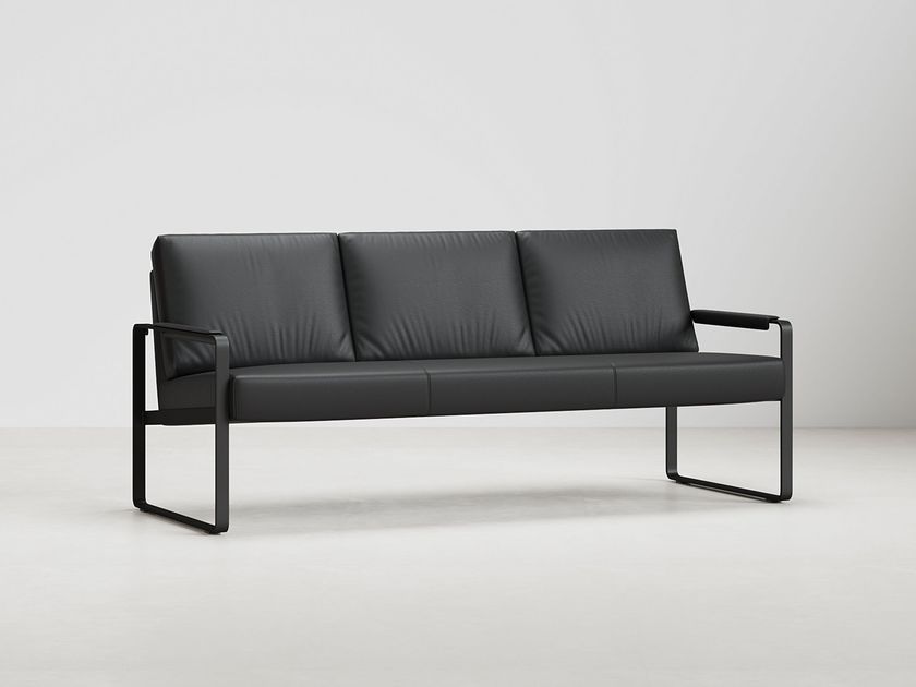DETROIT Straight 3 seater leather sofa By WORKSPACE
