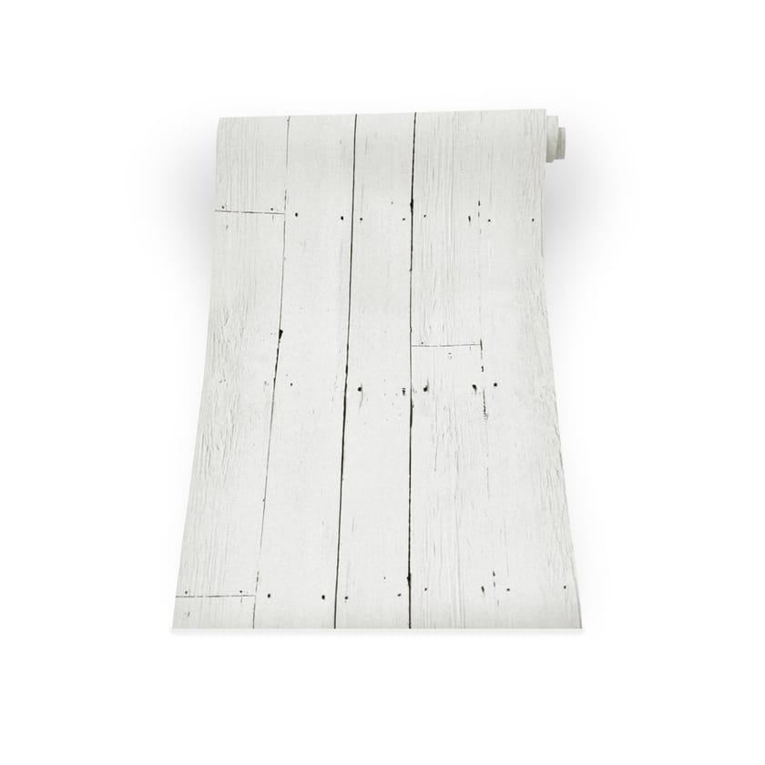 WHITE PLANK Wood effect vinyl wallpaper By Mineheart | design Young ...