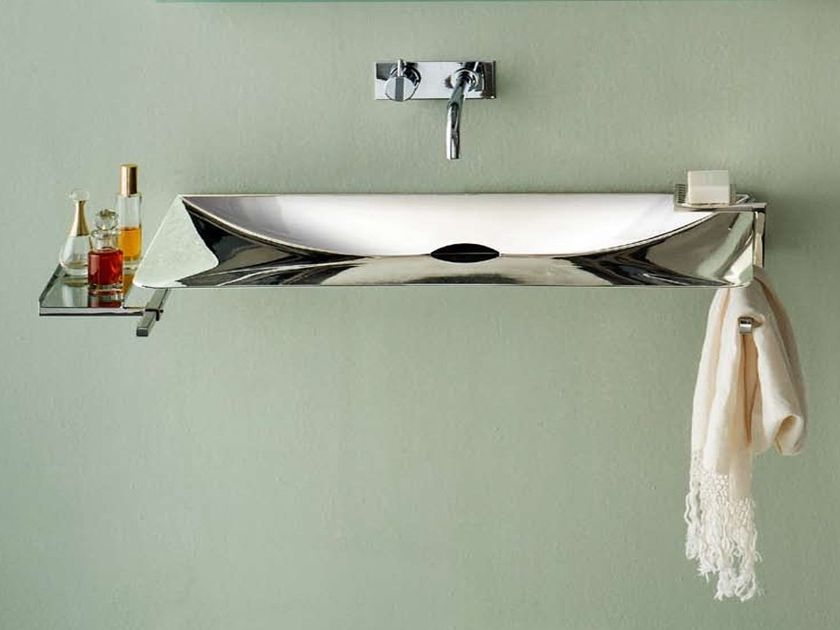 X-TREME Rectangular stainless steel washbasin with towel rail By Rapsel ...