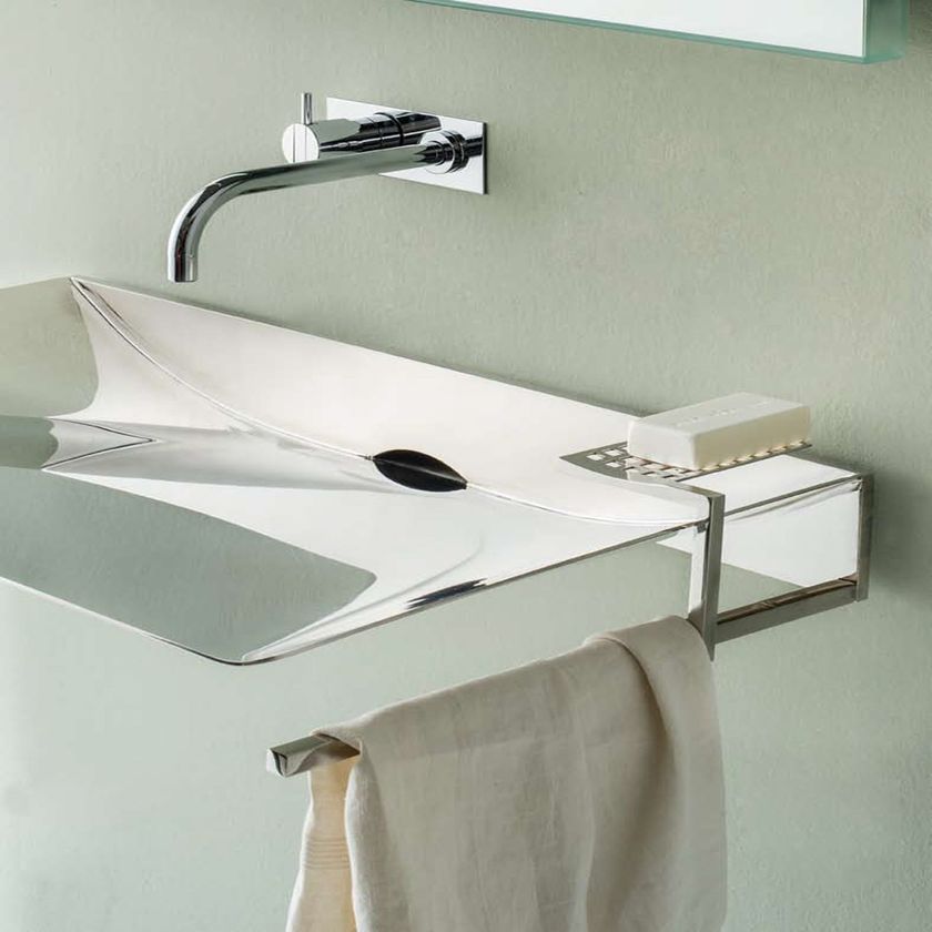 X-TREME Rectangular stainless steel washbasin with towel rail By Rapsel ...