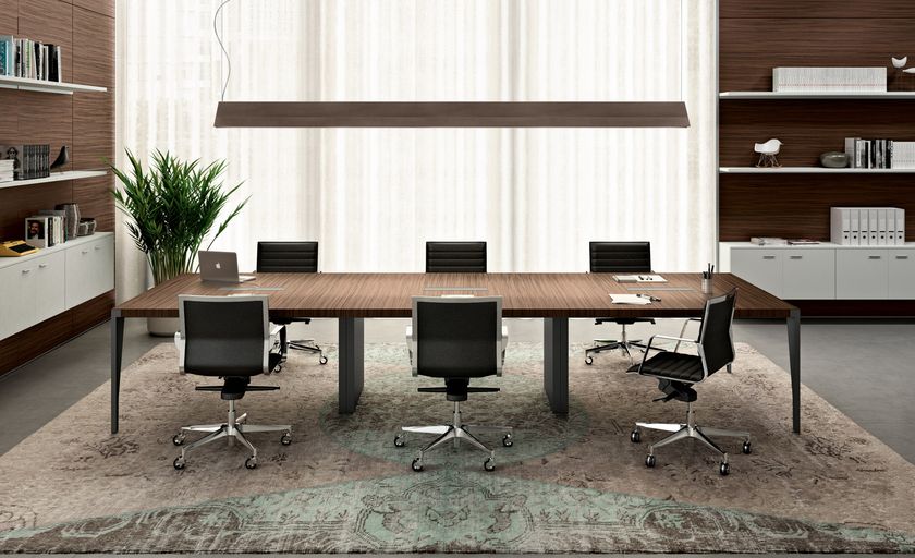 Rectangular meeting table with cable management X9 | Rectangular ...