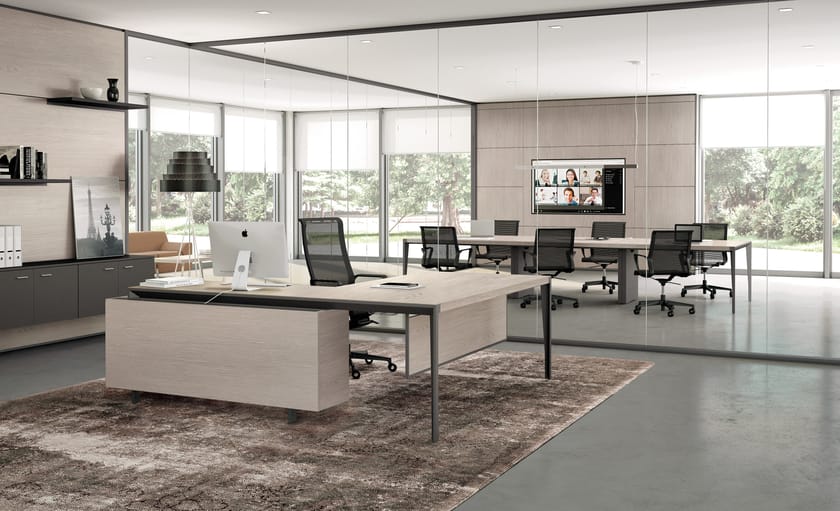 Rectangular meeting table with cable management X9 | Rectangular ...