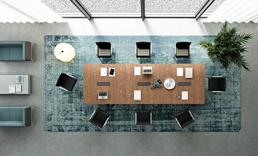 Rectangular meeting table with cable management X9 | Rectangular ...