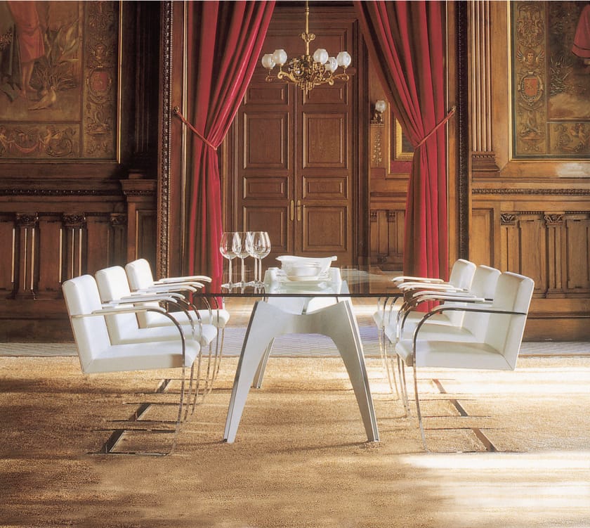 FORME Rectangular glass and steel table By Matrix International ...