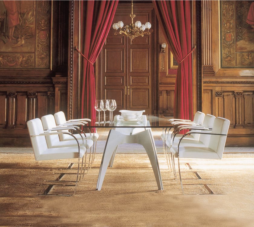 FORME Rectangular glass and steel table By Matrix International ...