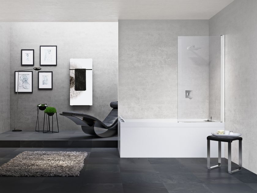 Parete per vasca in alluminio e vetro YOUNG 1V By NOVELLINI