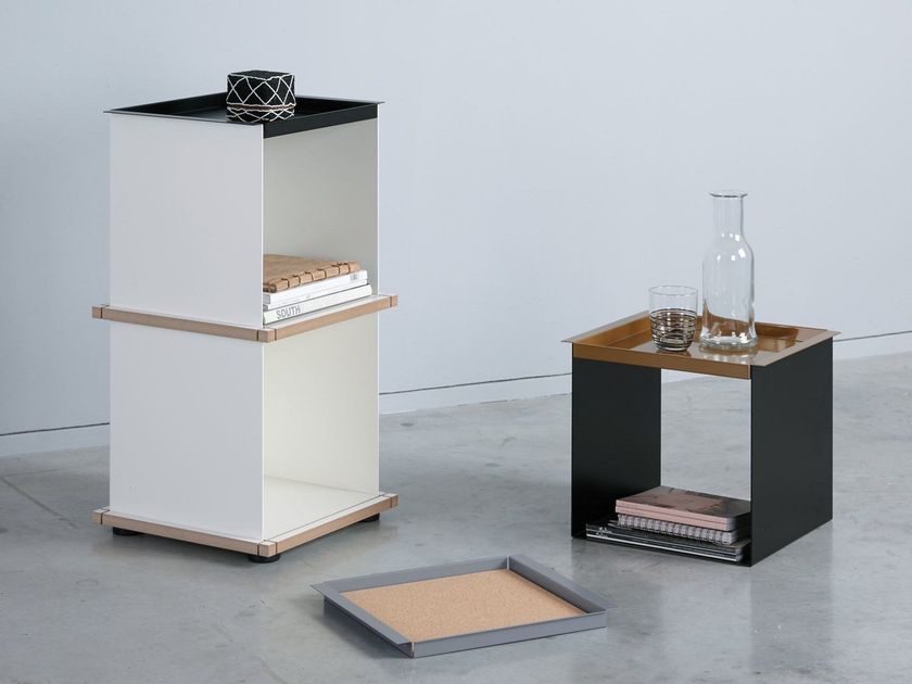 Powder coated steel bookcase / coffee table YU TRAY SHELF 1x1 By ...