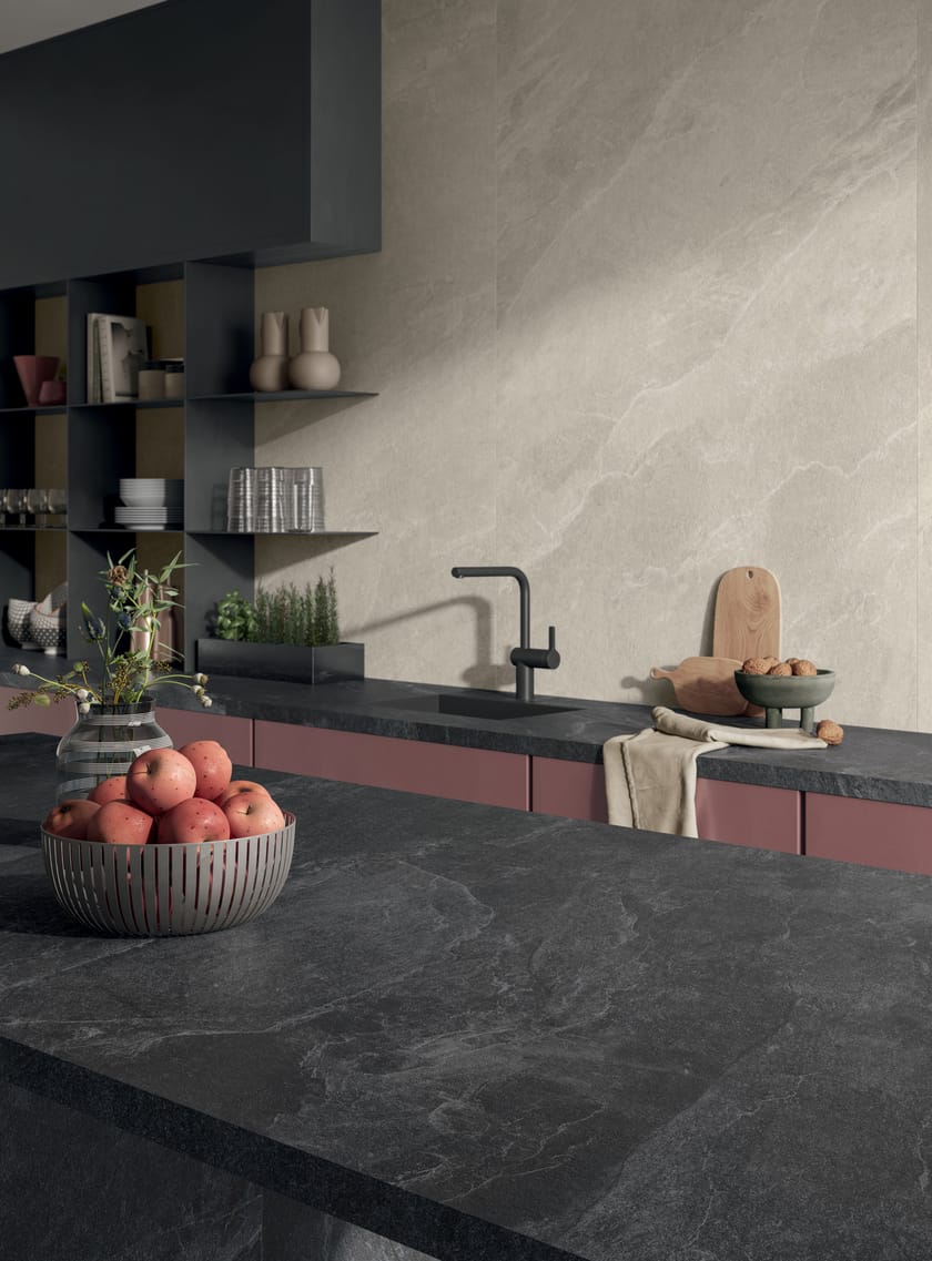 ZERO.3 STONE TRACE - ABYSS Porcelain stoneware wall/floor tiles with stone effect By Panaria ...