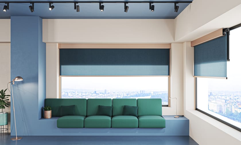 Box fabric roller blind with guide system ZI-BOX DUO By Bandalux