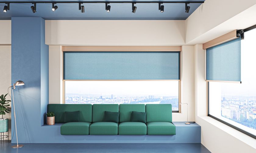 Box fabric roller blind with guide system ZI-BOX DUO By Bandalux