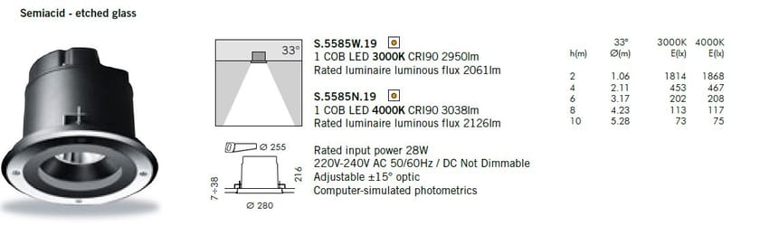ZIP COMFORT Recessed round spotlight By SIMES