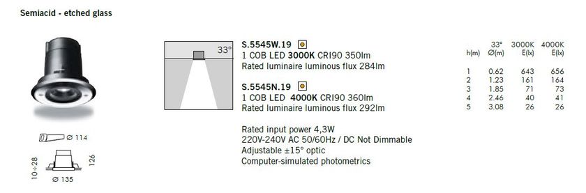 ZIP COMFORT Recessed round spotlight By SIMES