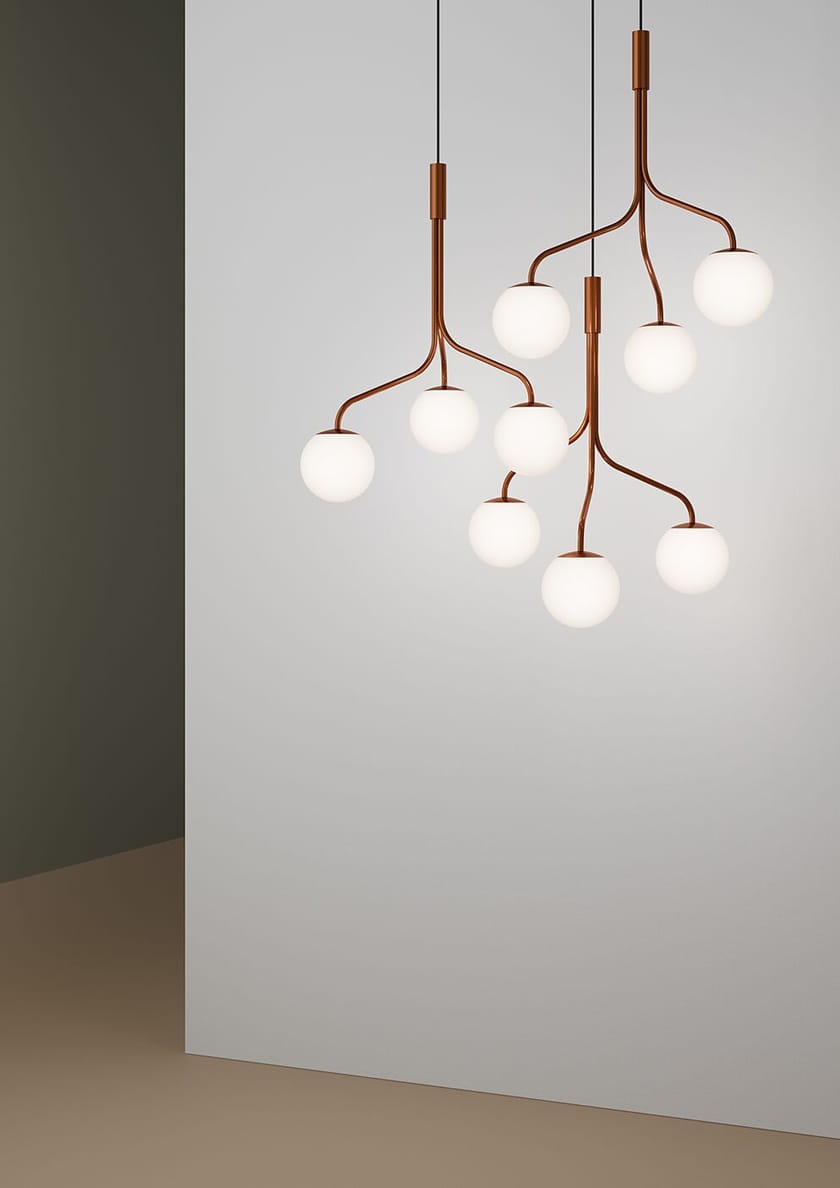 CURVE CLUSTER SINGLE Lampada a sospensione in metallo By Zero