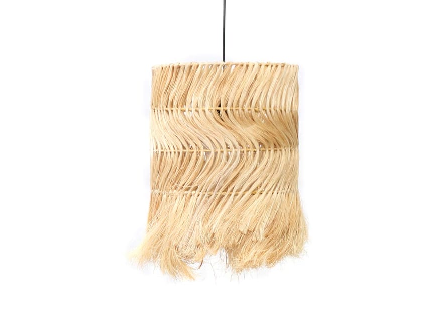 Drum shaped abacá lampshade ABACA KINKY By Bazar Bizar