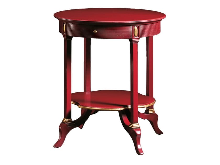 FABRÉ Round walnut high side table By Faber Mobili