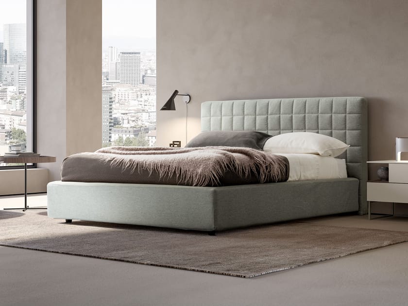 RUBIK Fabric double bed with upholstered headboard By Adok