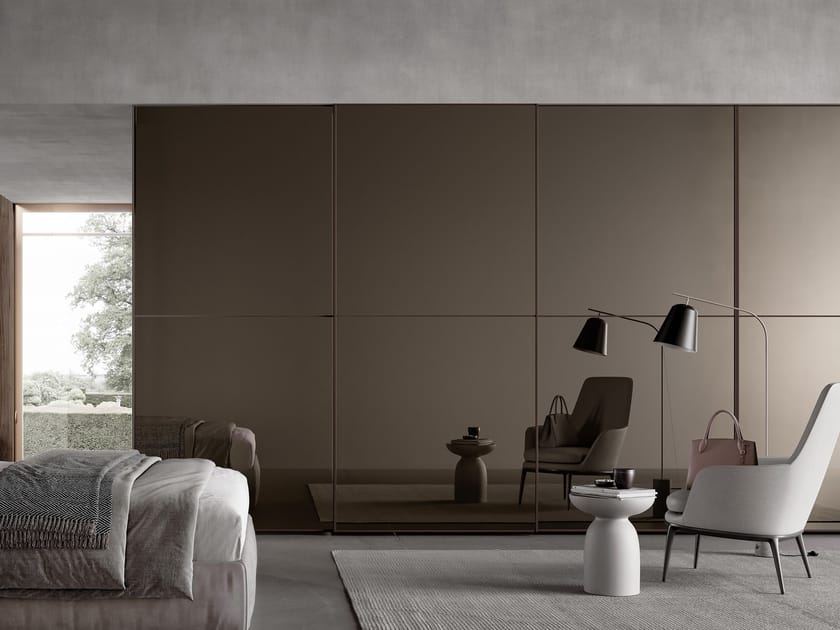 SQUARE Mirrored glass wardrobe with sliding doors By Adok