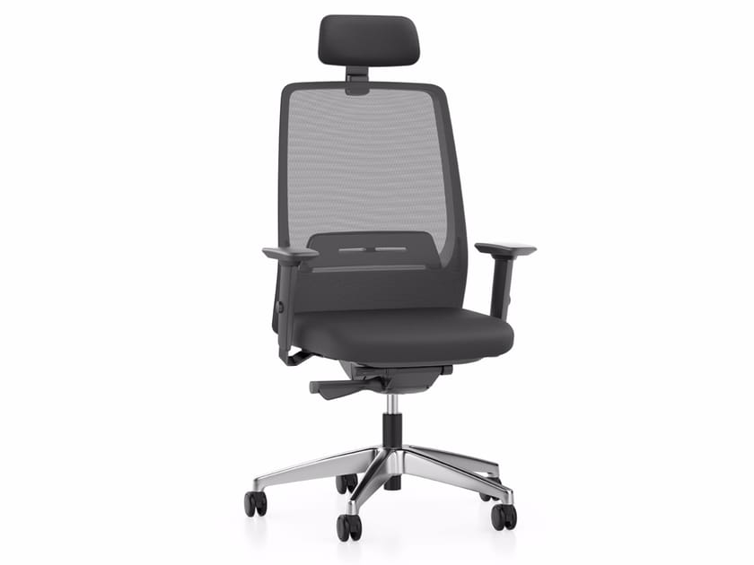 Mesh executive chair with 5-spoke base with armrests with headrest AIM ...