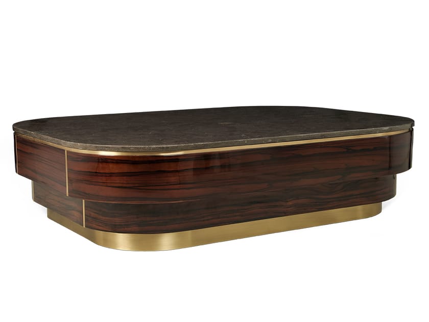 Low rectangular ebony and granite coffee table ALAN By JOSÉ LEITE DE CASTRO