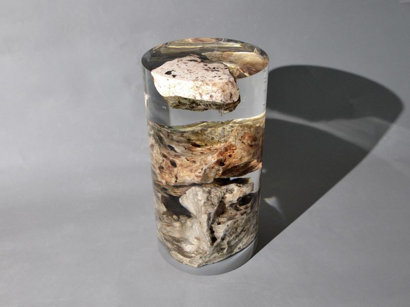 FLOATING KARST FISHEYE Stone and resin stool / coffee table By alcarol ...